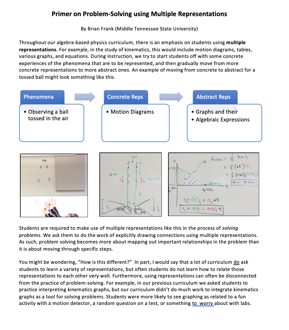 Problem Solving with Multiple Representations (Primer) – Teach. Brian ...
